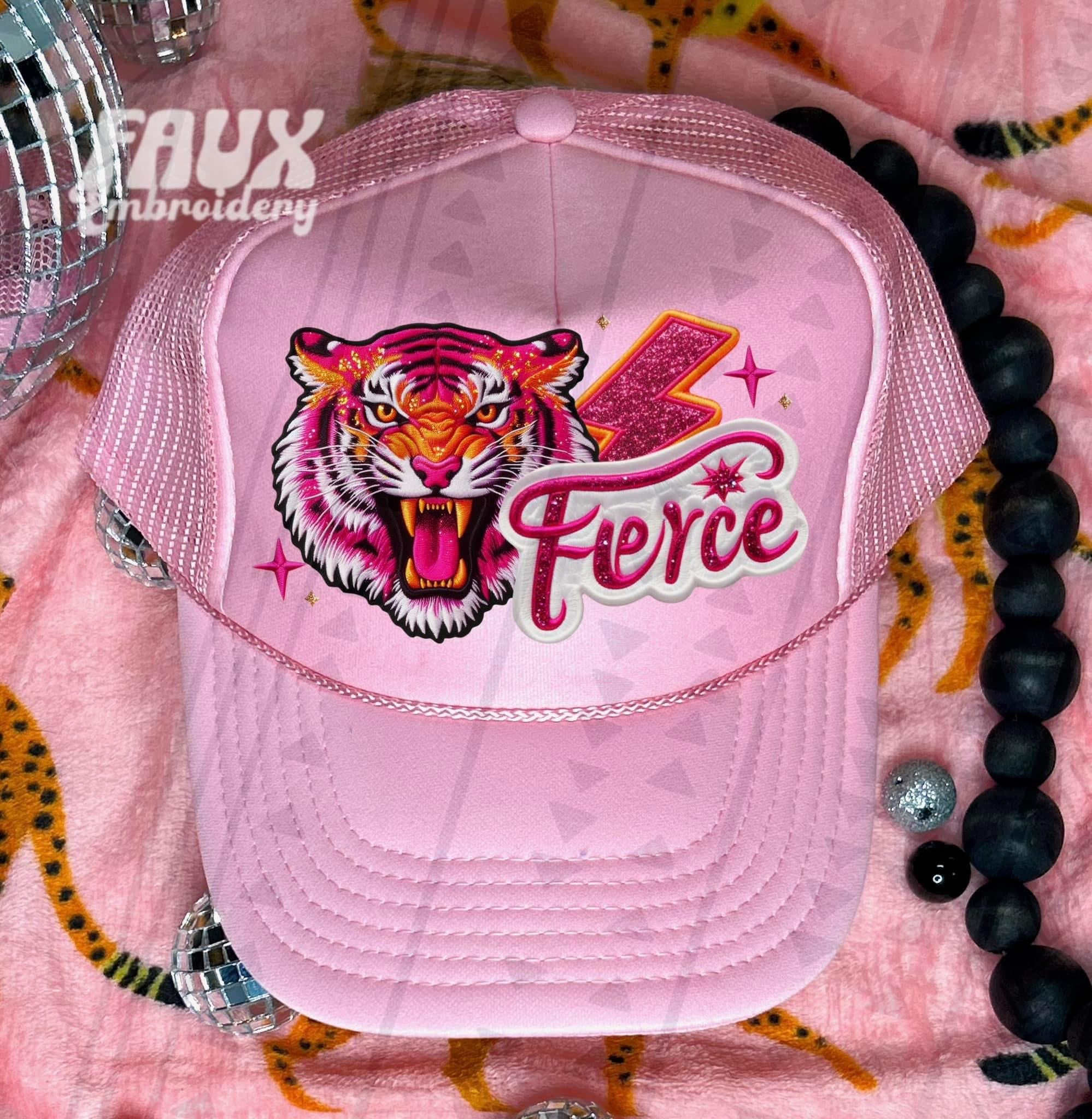 Fierce Tiger pink Faux Hat Patch - DTF – ABIDesignstore