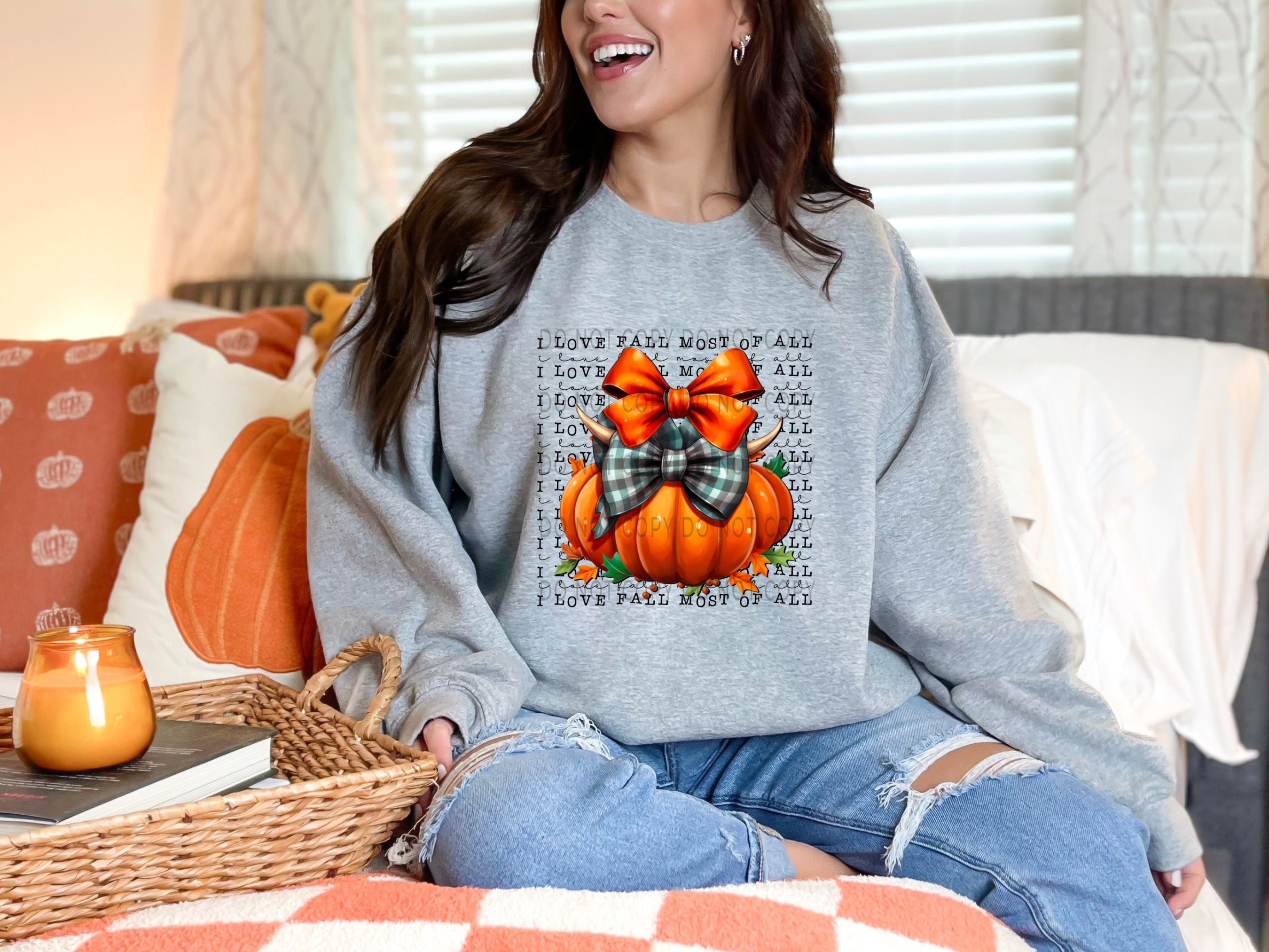 I Love Fall Most Of All Stacked Pumpkin With Plaid Bow - DTF – ABIDesignstore