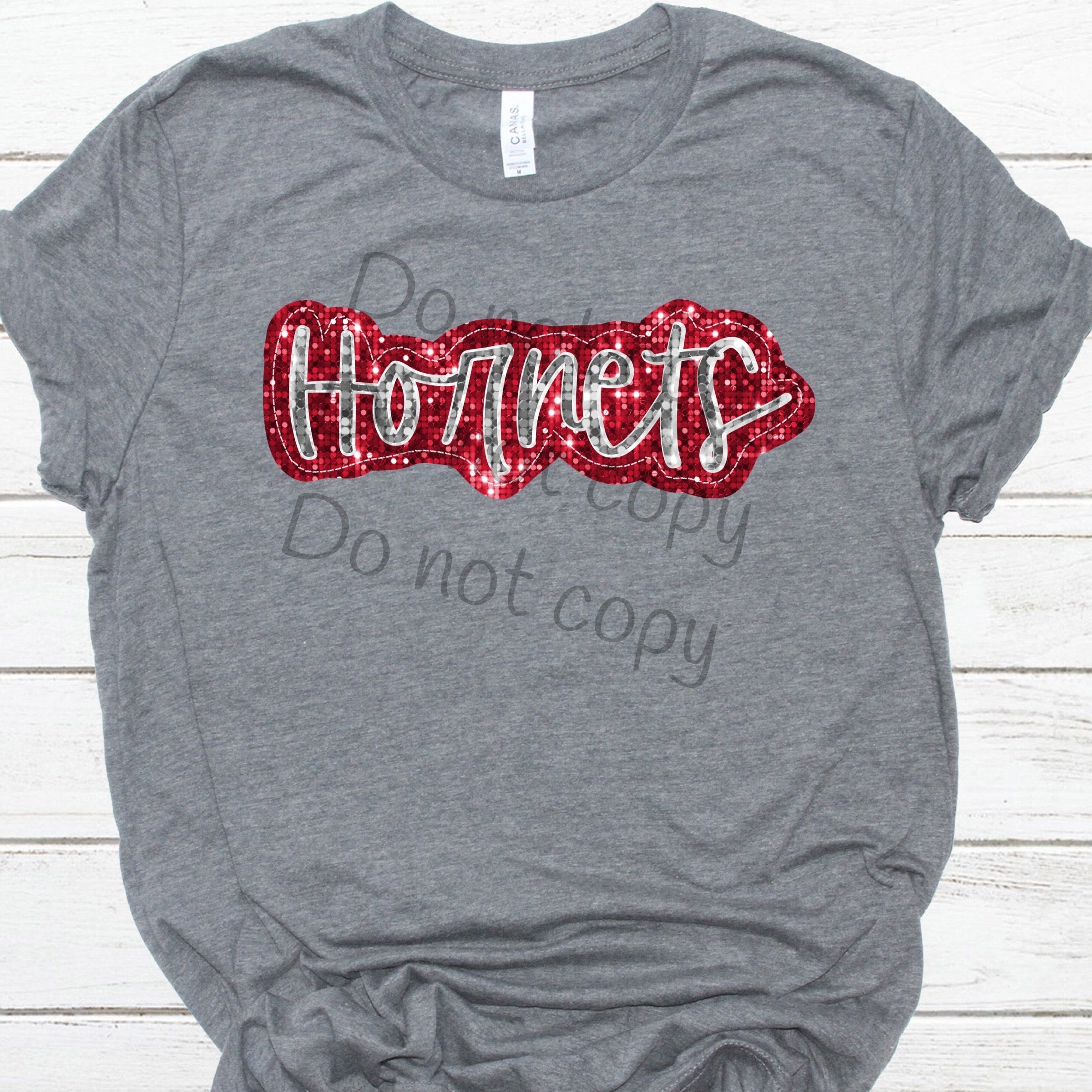 Hornets red silver sequin -DTF – ABIDesignstore