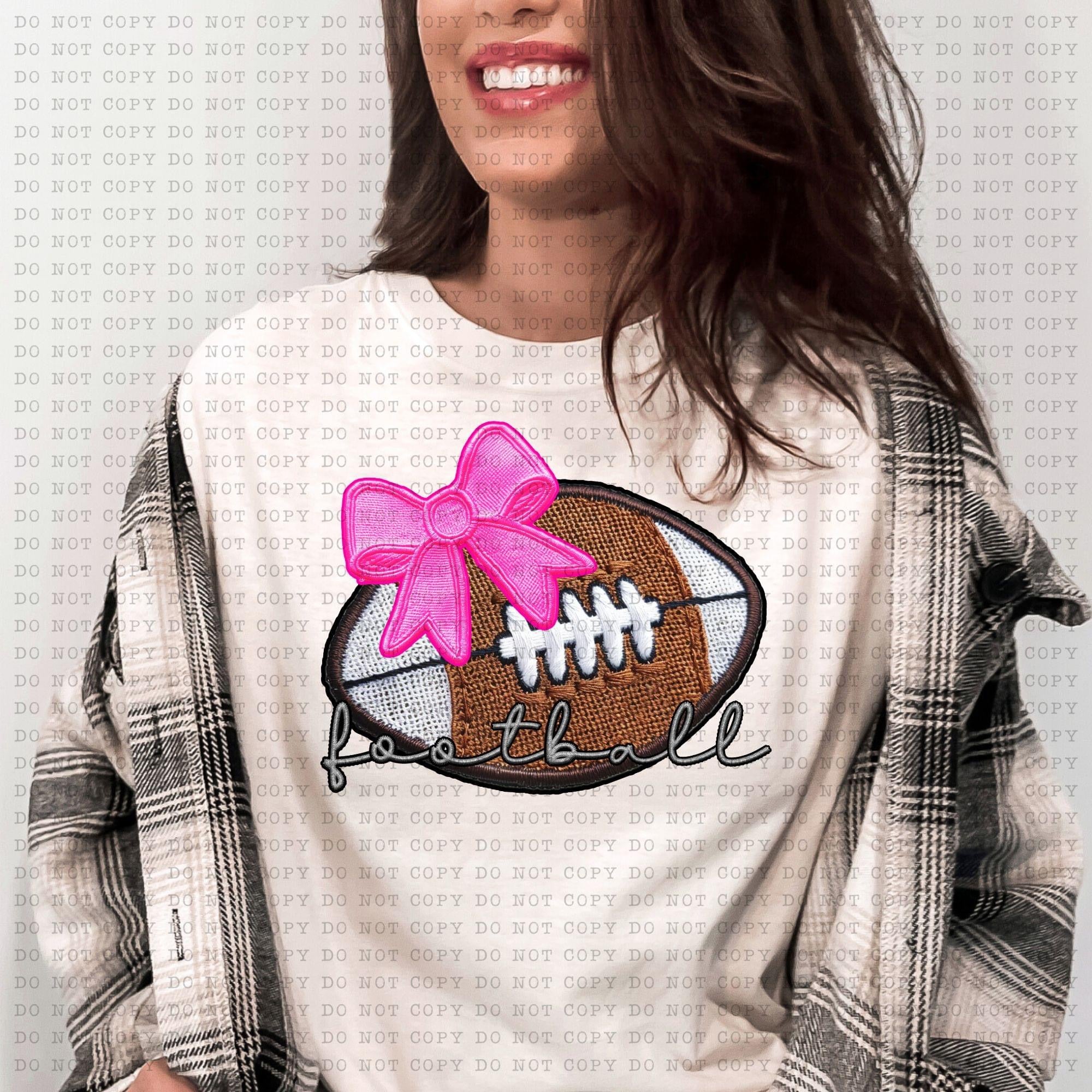 Football Cursive With Faux Embroidery Coquette Bow - DTF – ABIDesignstore