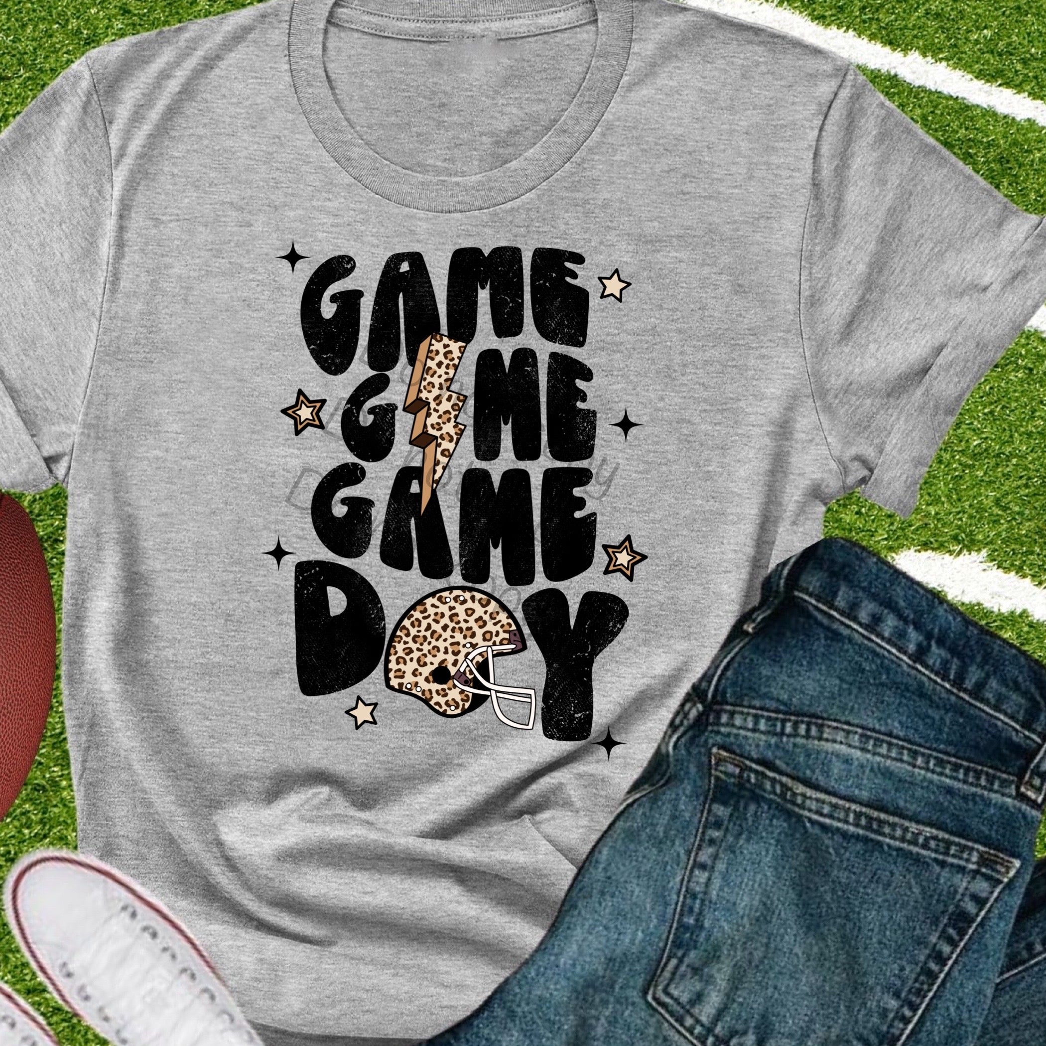 Game day black helmet leopard bolt -DTF – ABIDesignstore