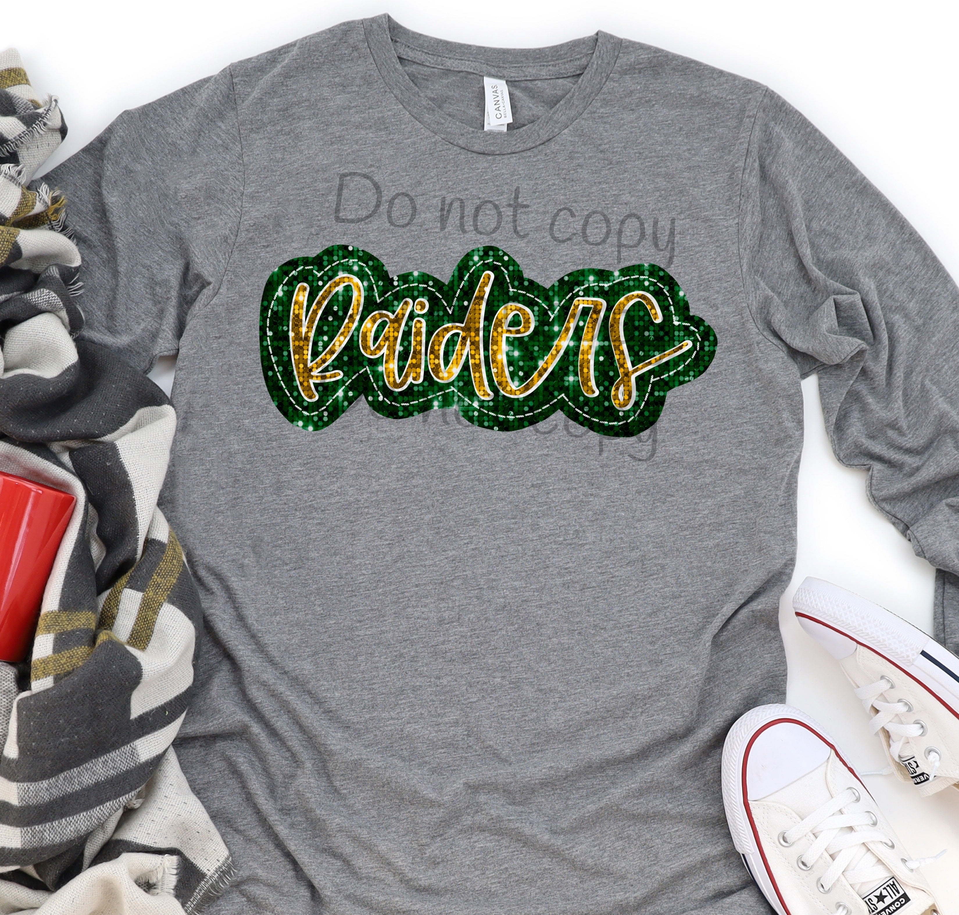 Raiders green gold sequin -DTF – ABIDesignstore