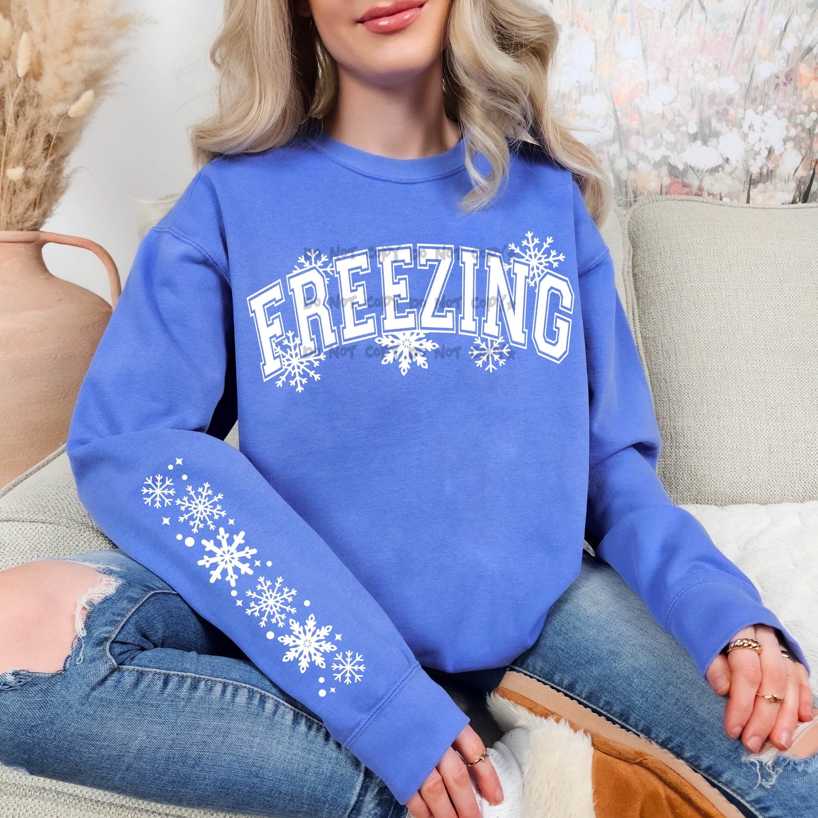 Freezing with snowflakes (COMES WITH ONE SLEEVE) -DTF – ABIDesignstore