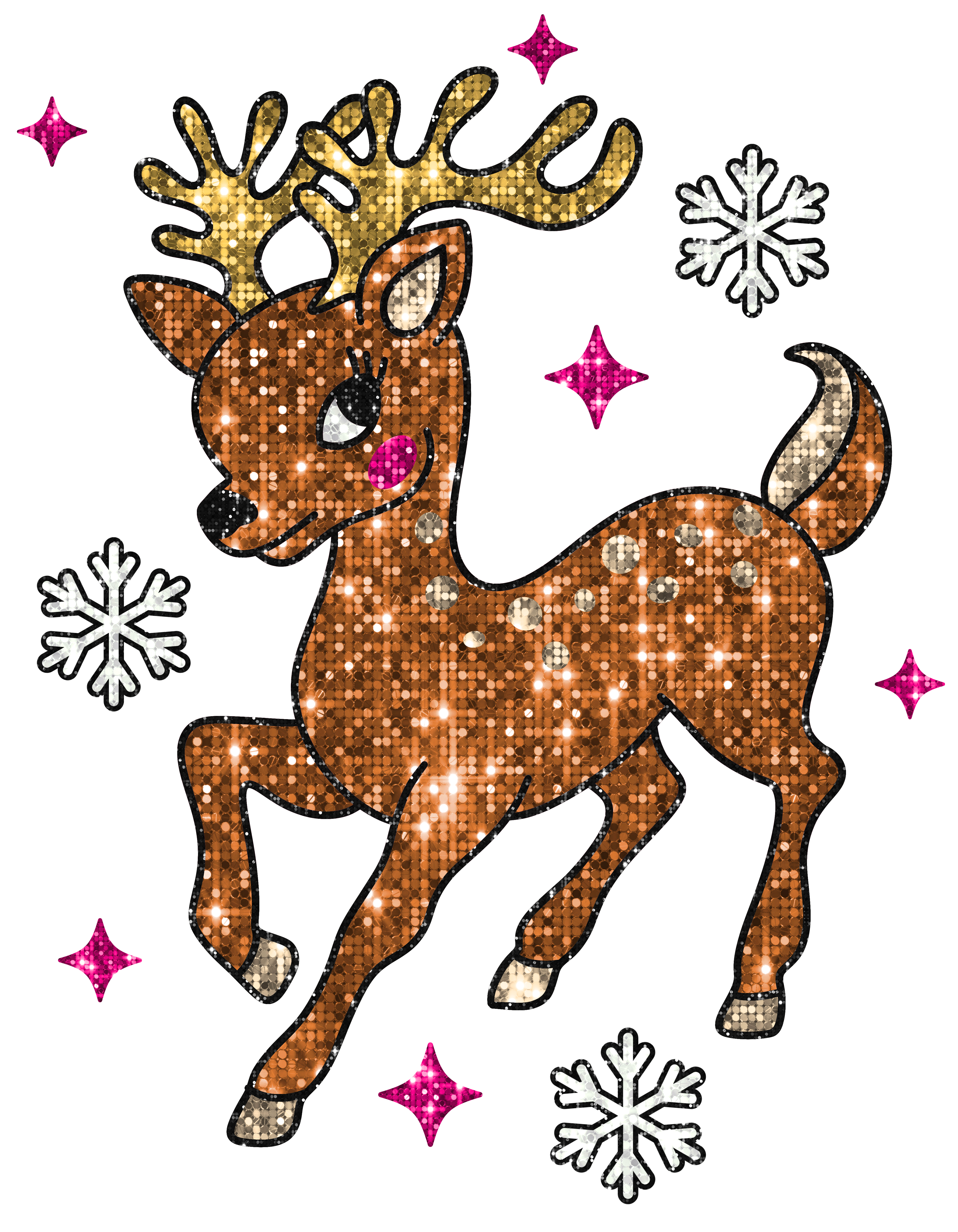 Doe With Pink Cheeks Faux Sequin - DTF – ABIDesignstore