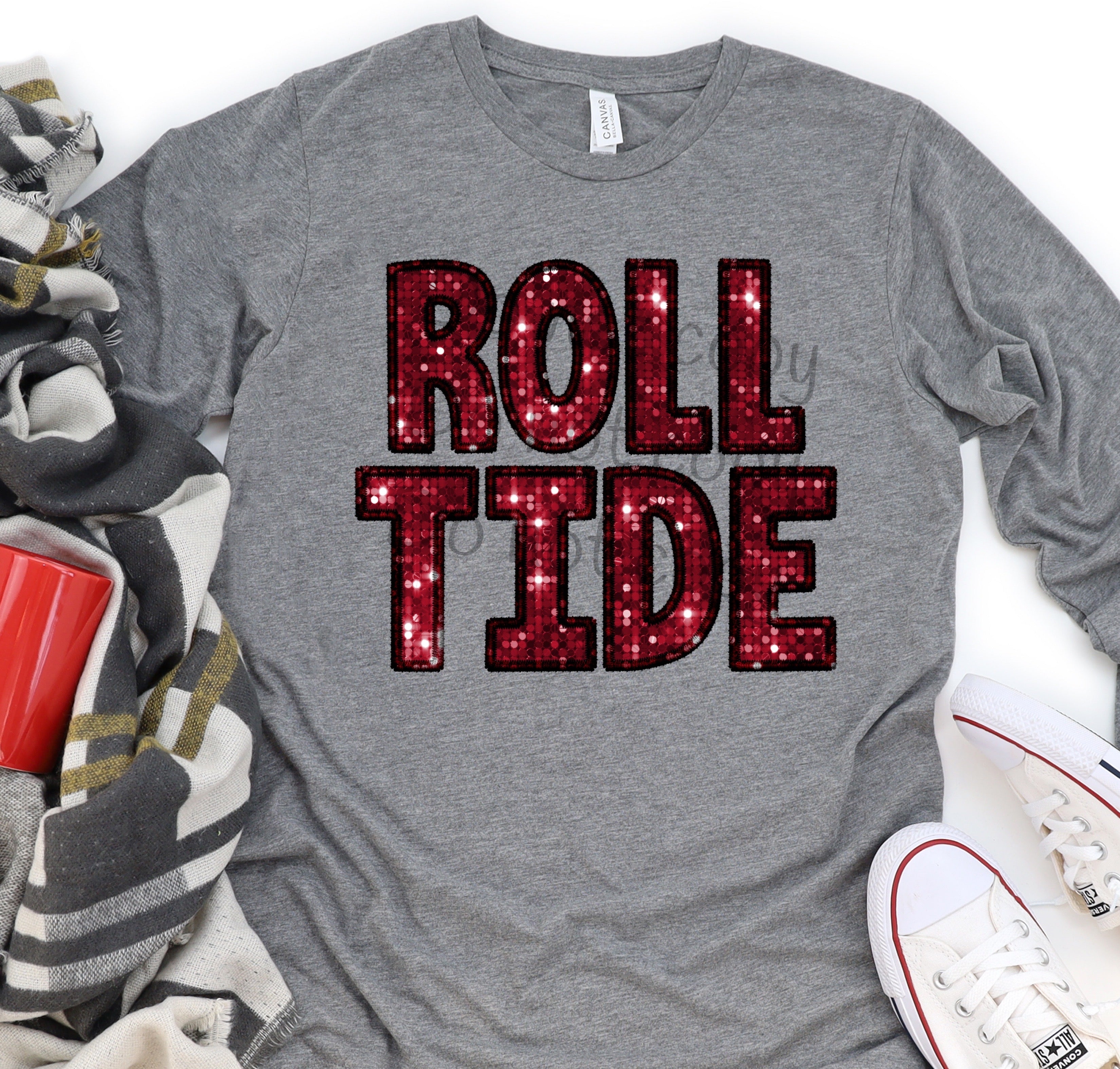 Roll tide stacked sequin-DTF – ABIDesignstore