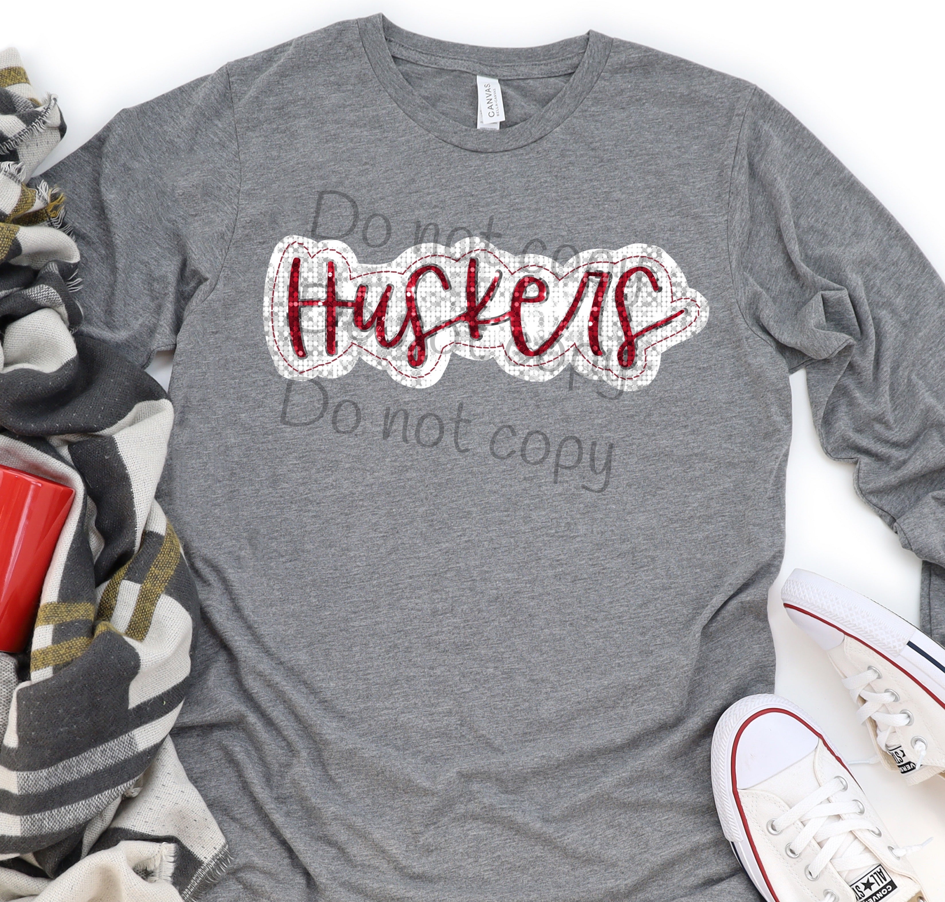 Huskers sequin -DTF – ABIDesignstore