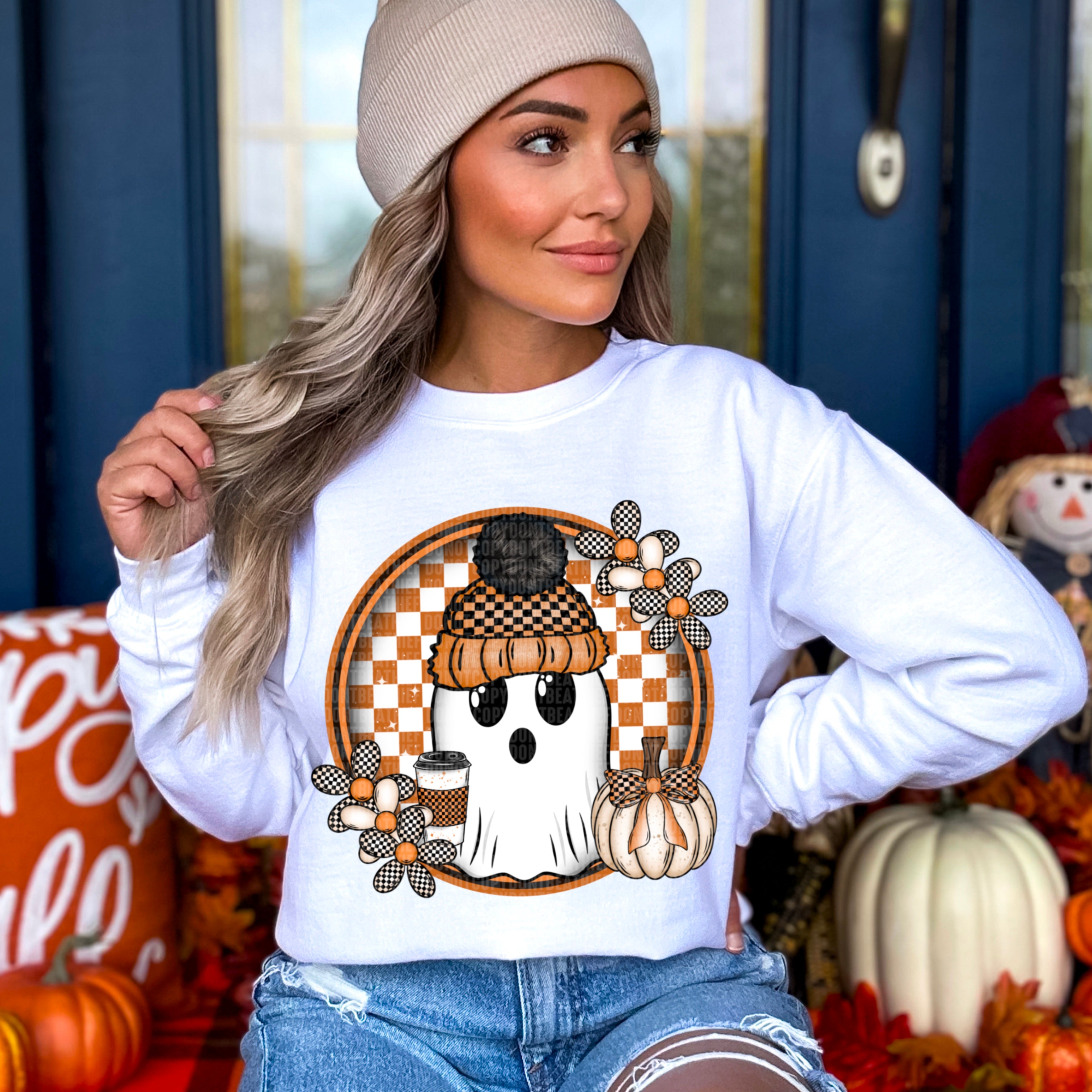 Hello Fall Checkered Ghost-DTF – ABIDesignstore
