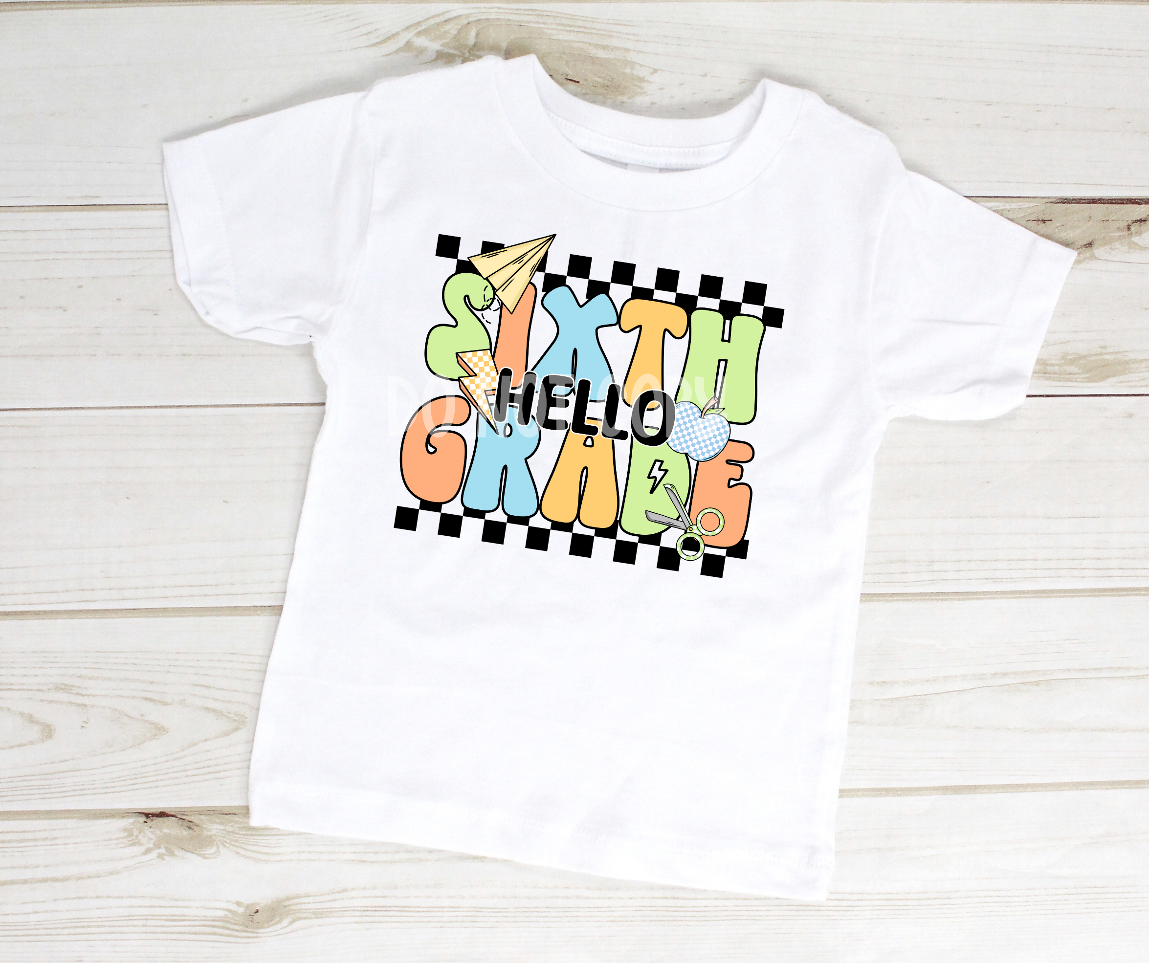 Hello sixth grade apple(Blue)-DTF – ABIDesignstore