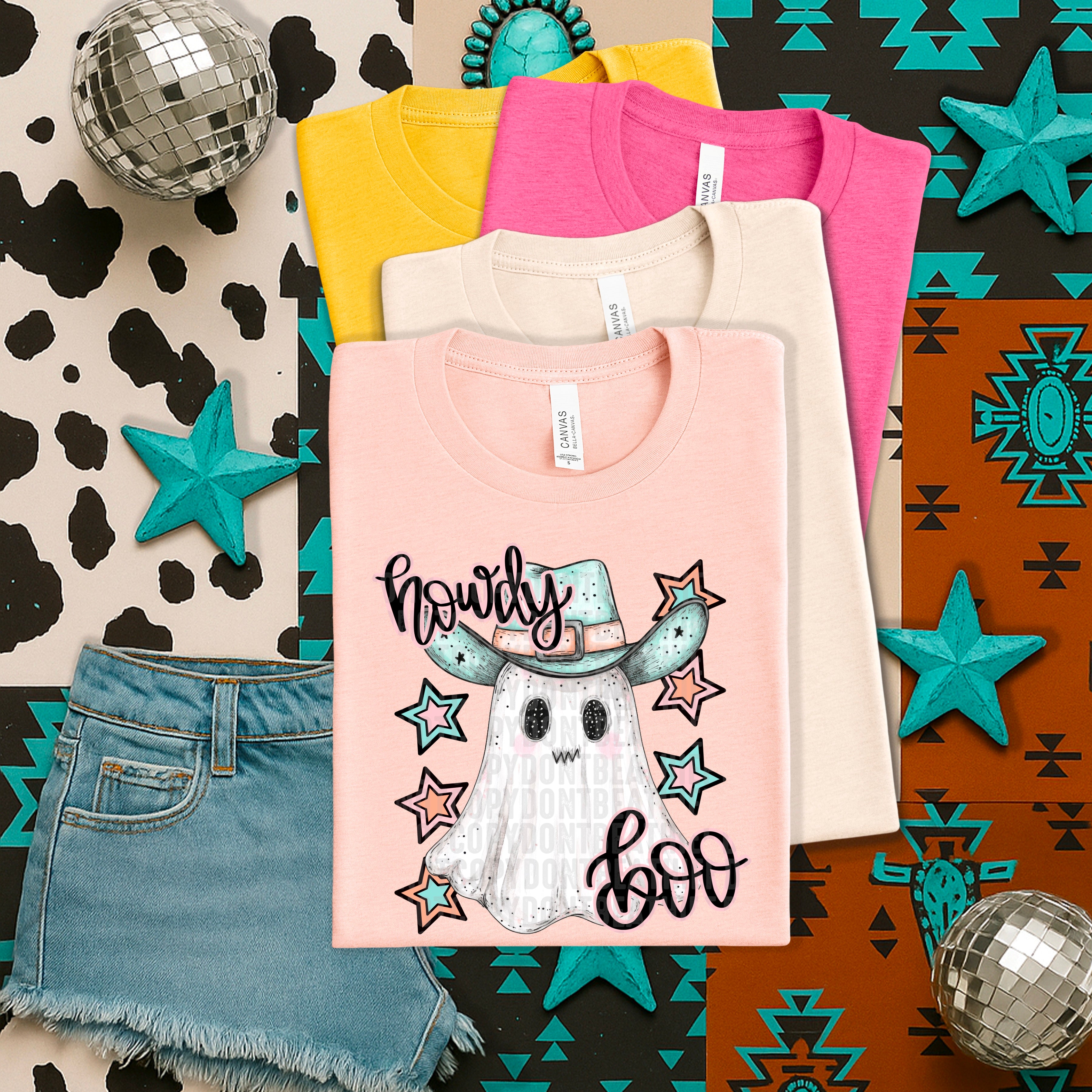 Howdy Boo turquoise hat stars-DTF&UV – ABIDesignstore