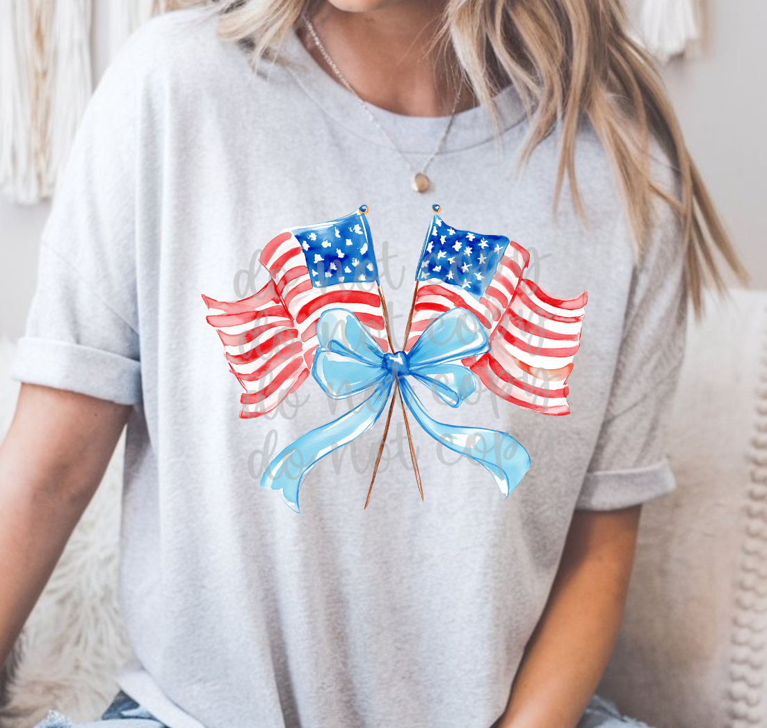 Flags with bow watercolor -DTF&UV – ABIDesignstore