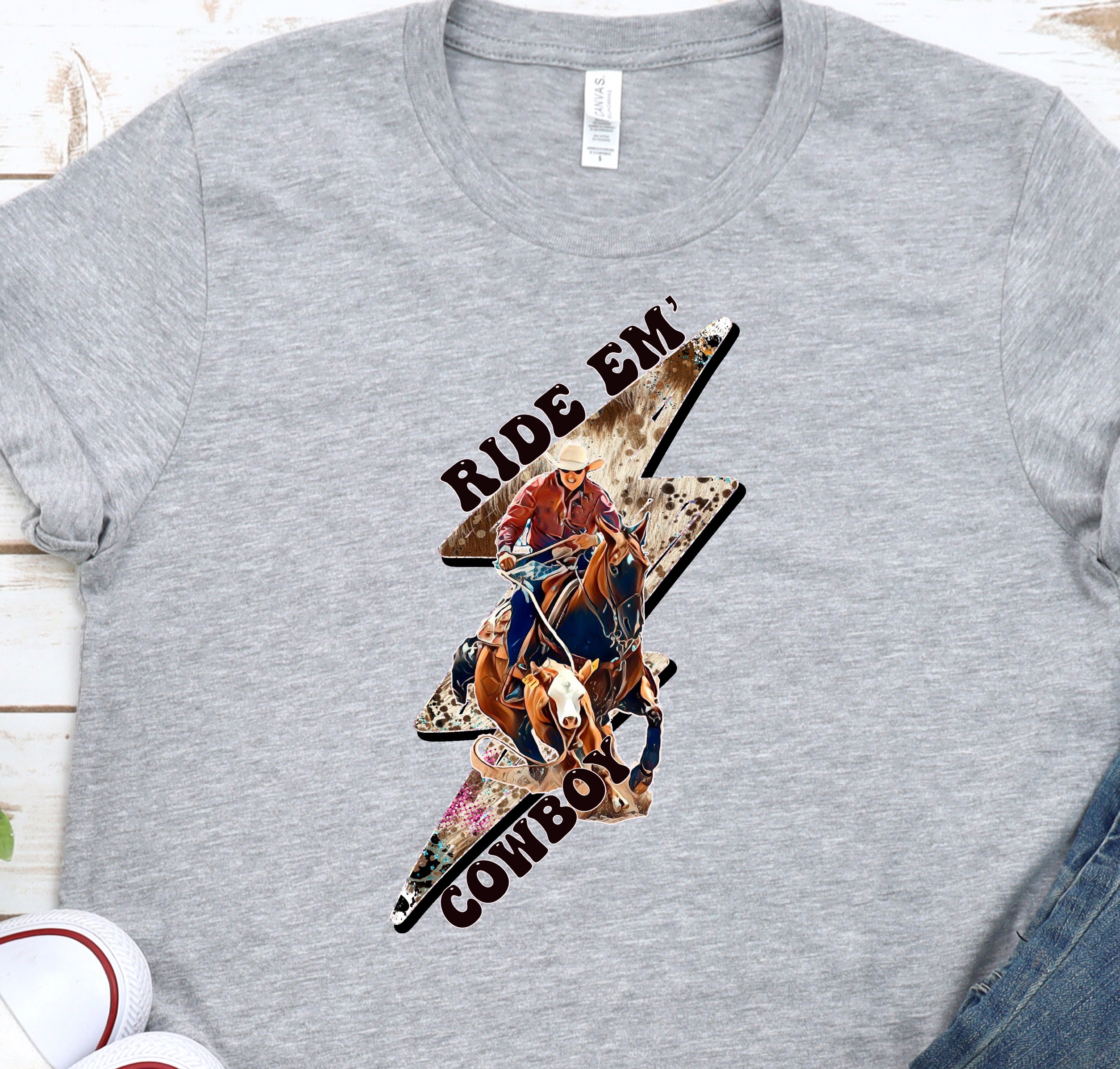 Ride em cowboy roping lightning bolt-DTF – ABIDesignstore