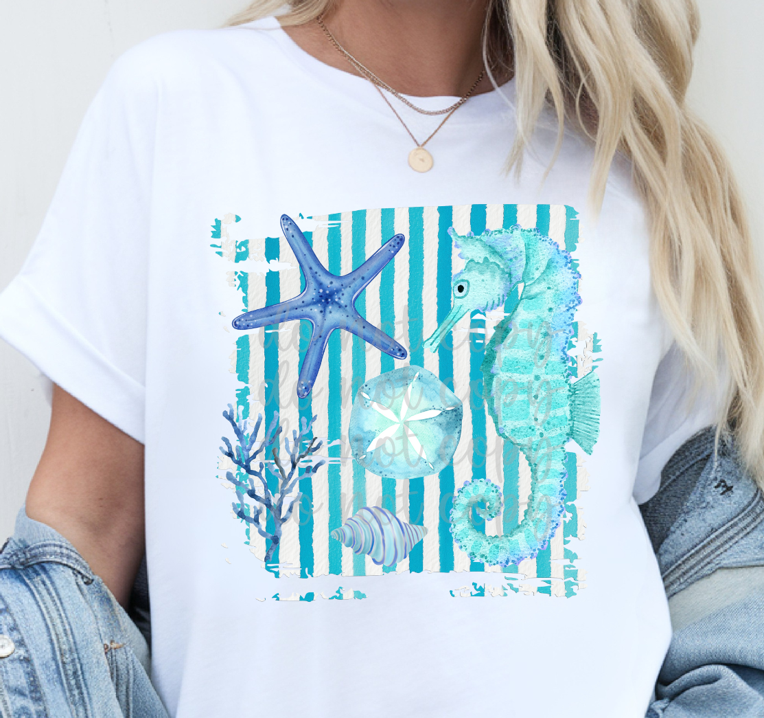 sea life stripes -DTF&UV – ABIDesignstore