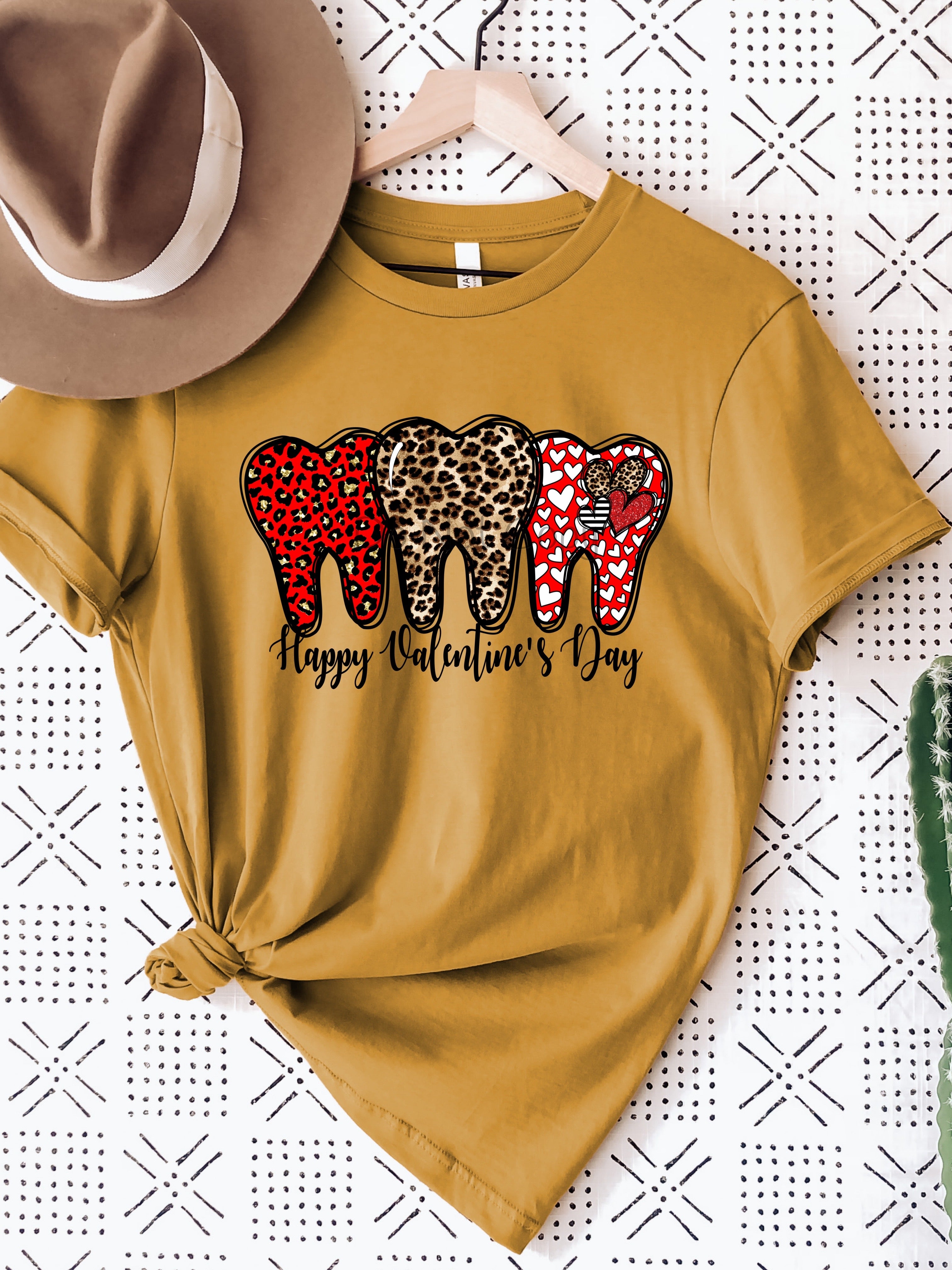 Happy valentines tooth trio- cheetah leopard heart-DTF – ABIDesignstore