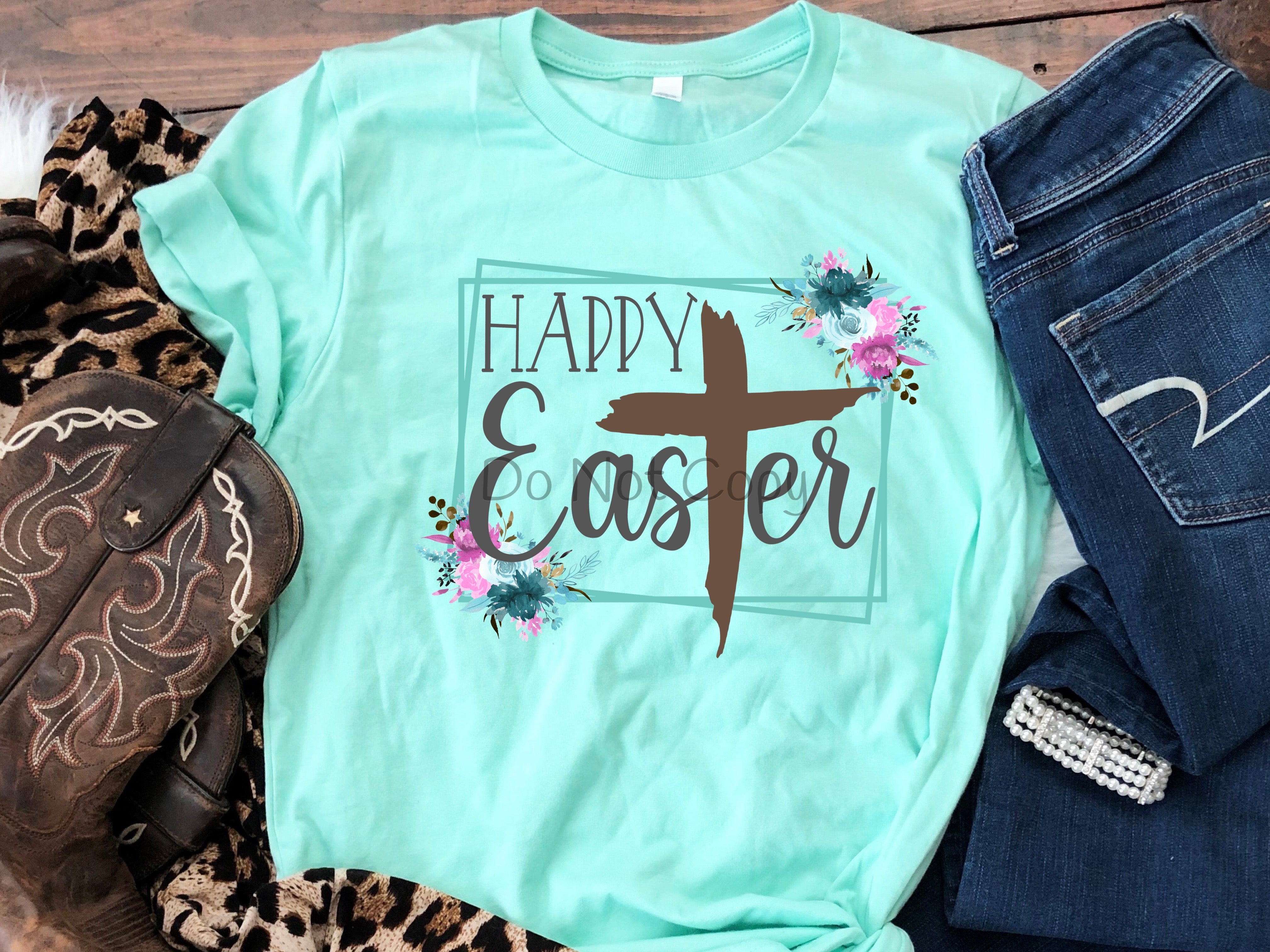 Happy Easter brown cross-DTF – ABIDesignstore