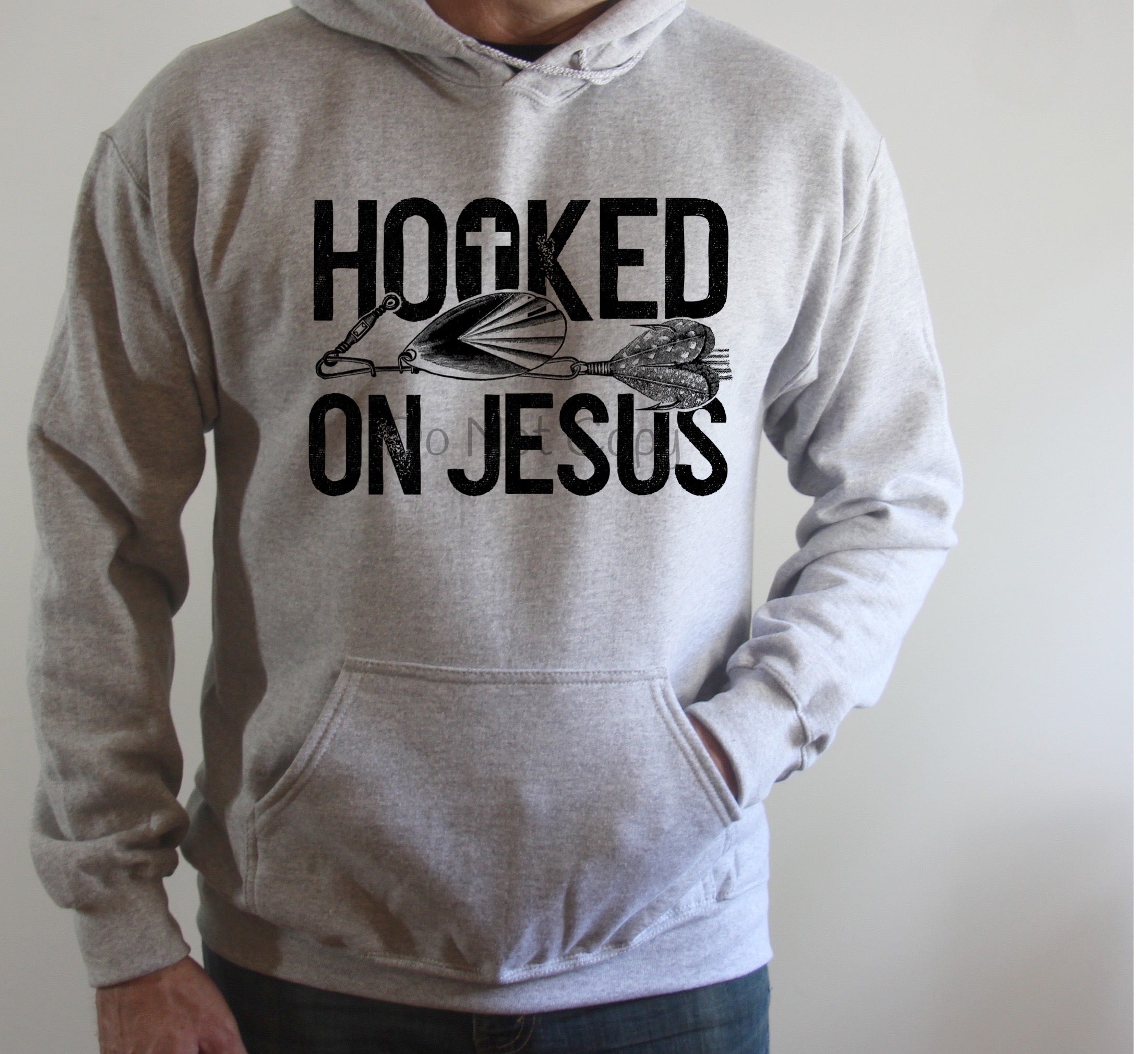 Hooked on Jesus Blk-DTF – ABIDesignstore